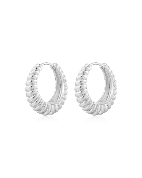 Ridged Marbella Hoops- Silver | Luv Aj