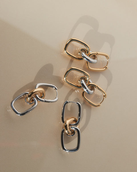 Two-Tone Chain Link Huggies | Luv Aj