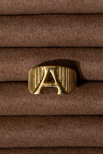 Initial Ridged Ring | Luv Aj