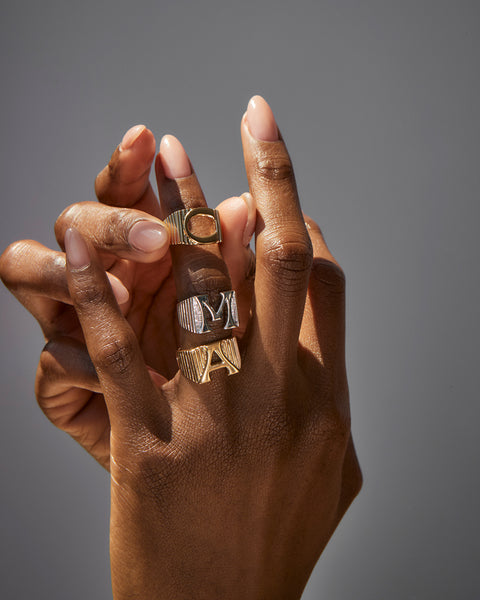 Initial Ridged Ring | Luv Aj