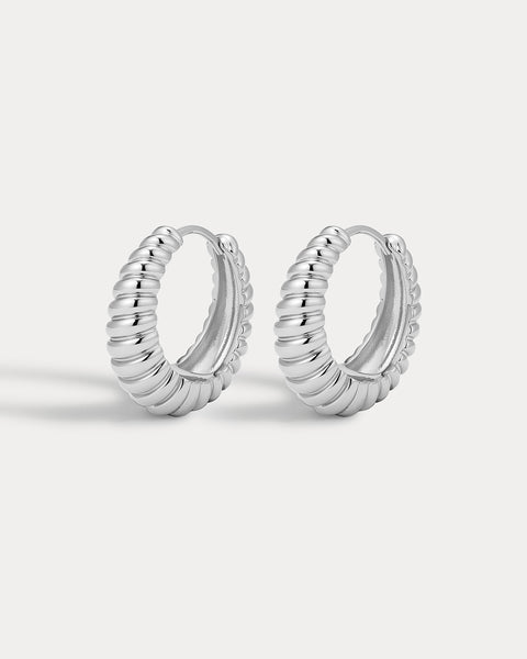 Ridged Marbella Hoops- Silver (Ships Late January) | Luv Aj