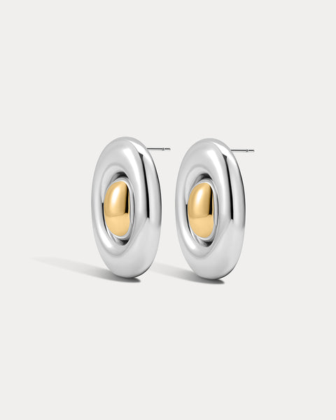 Luv Aj The Two-Tone Chrome Orb Statement Studs | Luv Aj