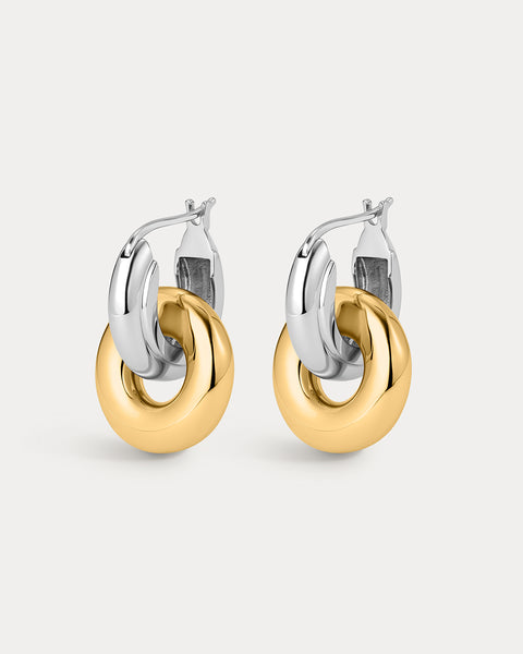Two-Tone Interlock Hoops | Luv Aj
