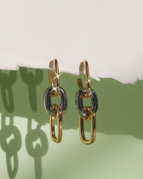 Two-Tone Chain Link Huggies | Luv Aj