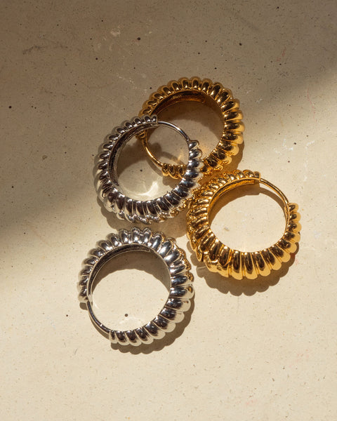 Ridged Marbella Hoops- Gold | Luv Aj