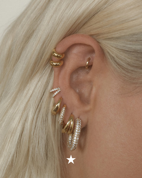XL Pave Chain Link Hoops- Gold | Luv Aj