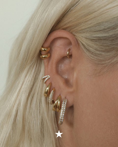 XL Pave Chain Link Hoops- Gold | Luv Aj