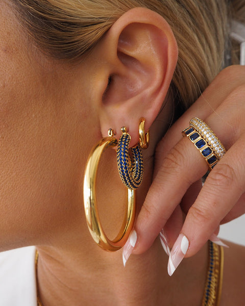 Pave Baby Amalfi Hoops- Blue Sapphire- Gold | Luv Aj