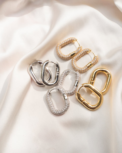 XL Pave Chain Link Hoops- Gold | Luv Aj