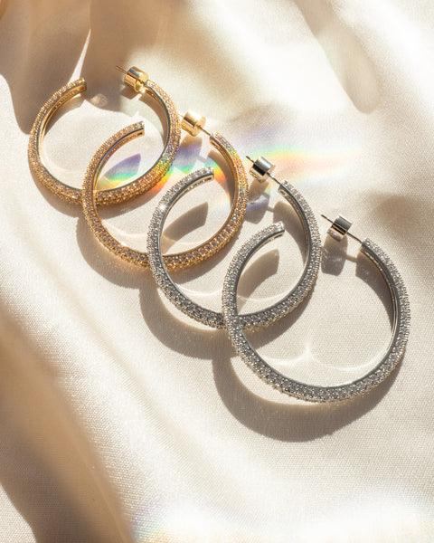 Pave Josephine Hoops- Gold | Luv Aj