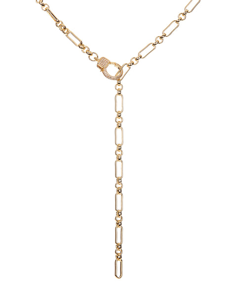 Pave Clasp Lariat- Gold | Luv Aj