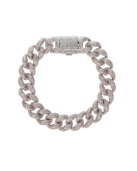 Pave Cuban Link Bracelet- Silver | Luv Aj