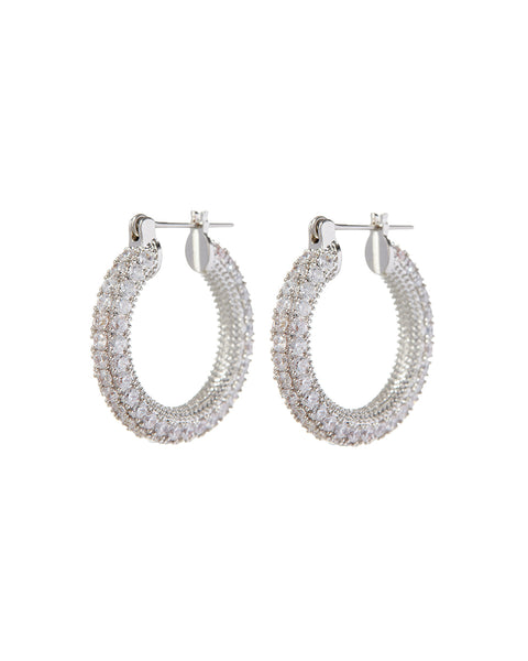 Pave Estelle Hoops- Silver | Luv Aj
