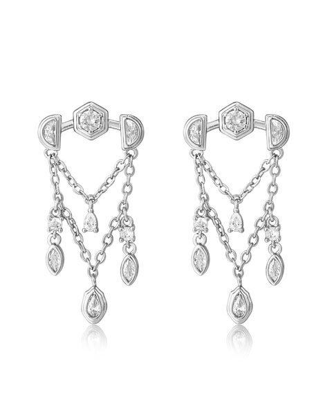 Stellar Bezel Shaker Studs- Silver | Luv Aj
